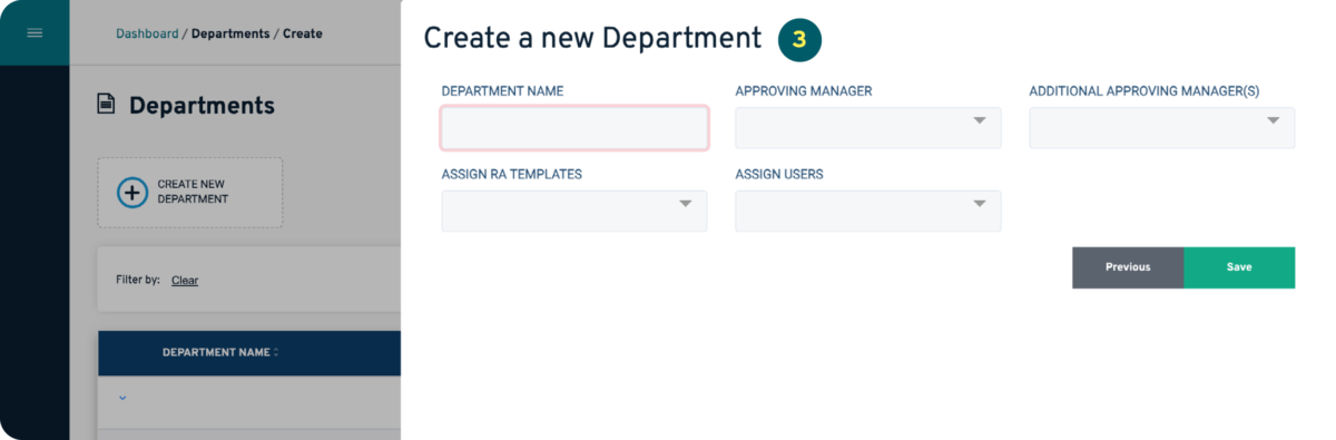 Department Configuration - Riskpal - The Online Risk Assessment Platform